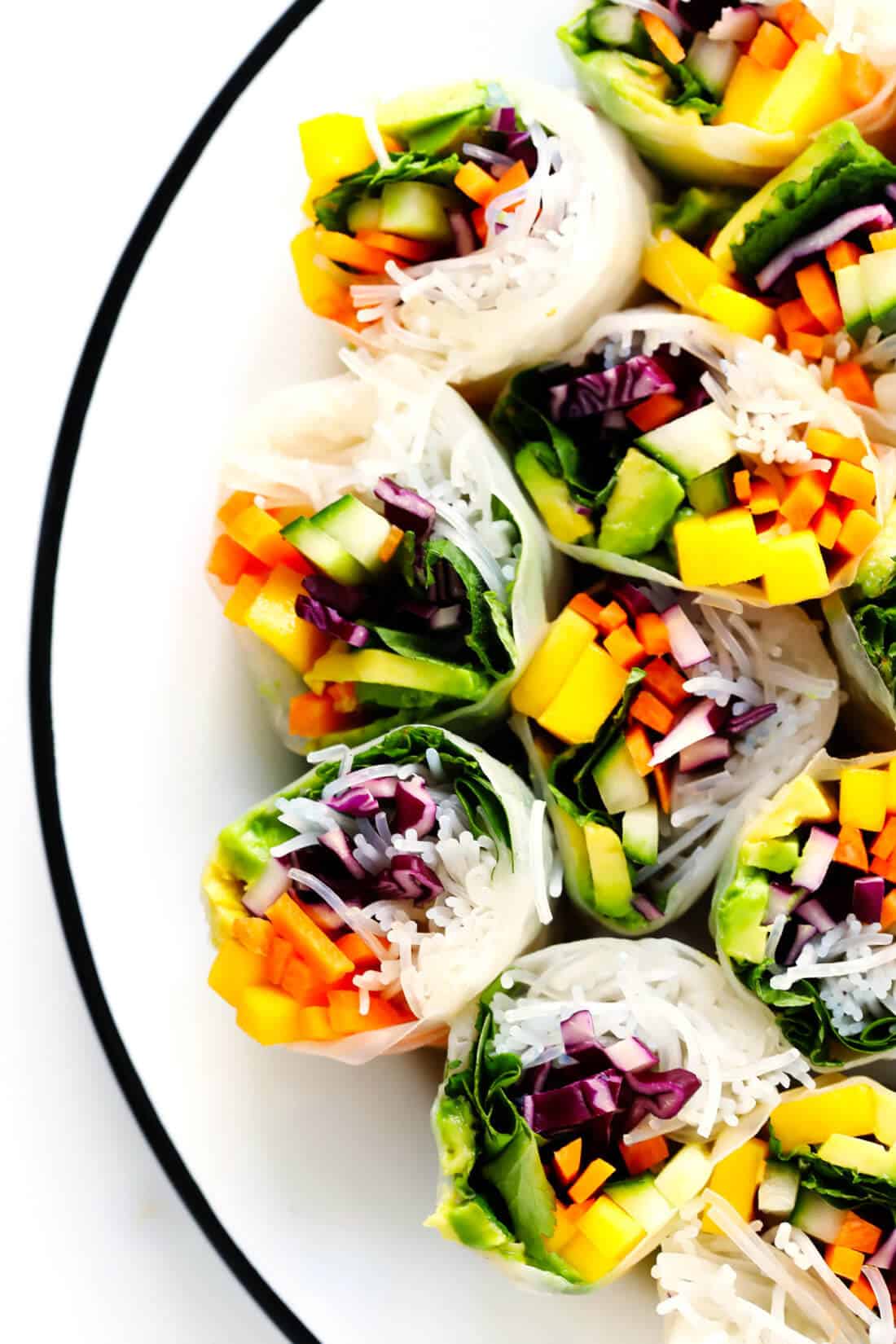 Mango Avocado Spring Rolls (with Easy Peanut Sauce) - Gimme Some Oven