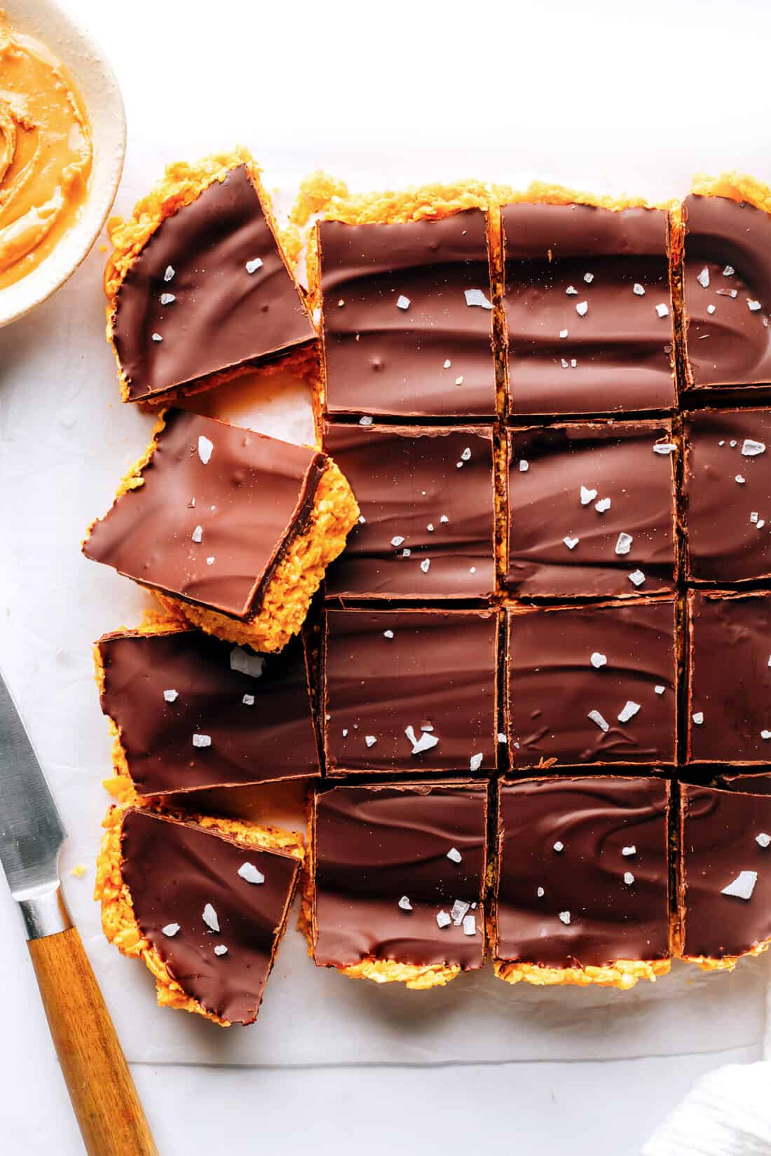 Miso Chocolate Peanut Butter Cornflake Bars - Gimme Some Oven