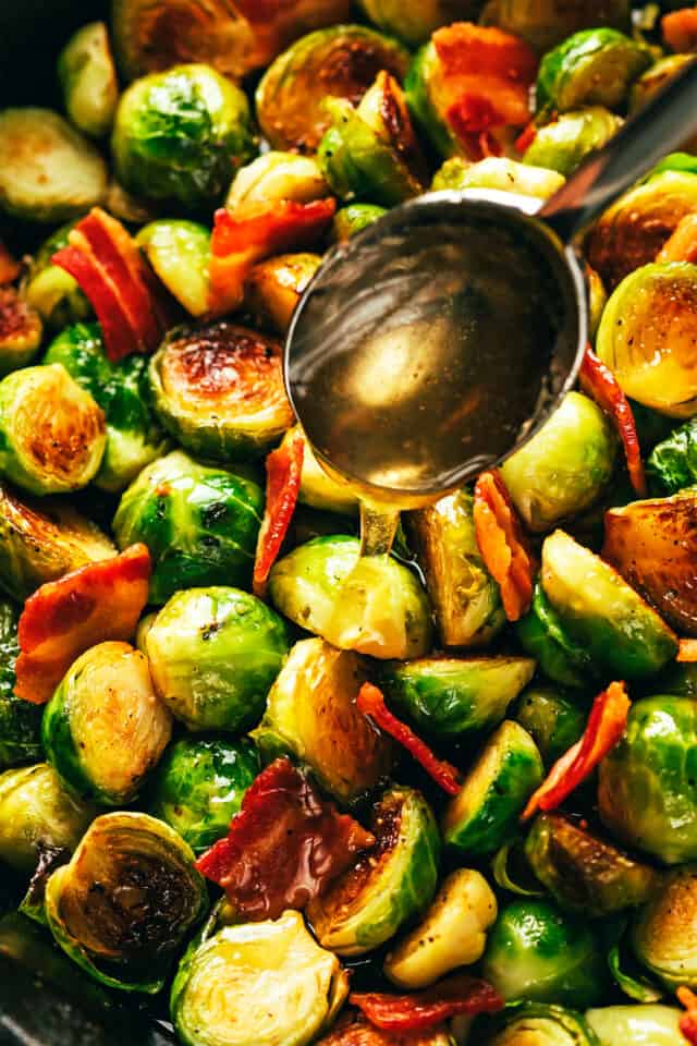 Bacon Brussels Sprouts with Hot Honey - Gimme Some Oven