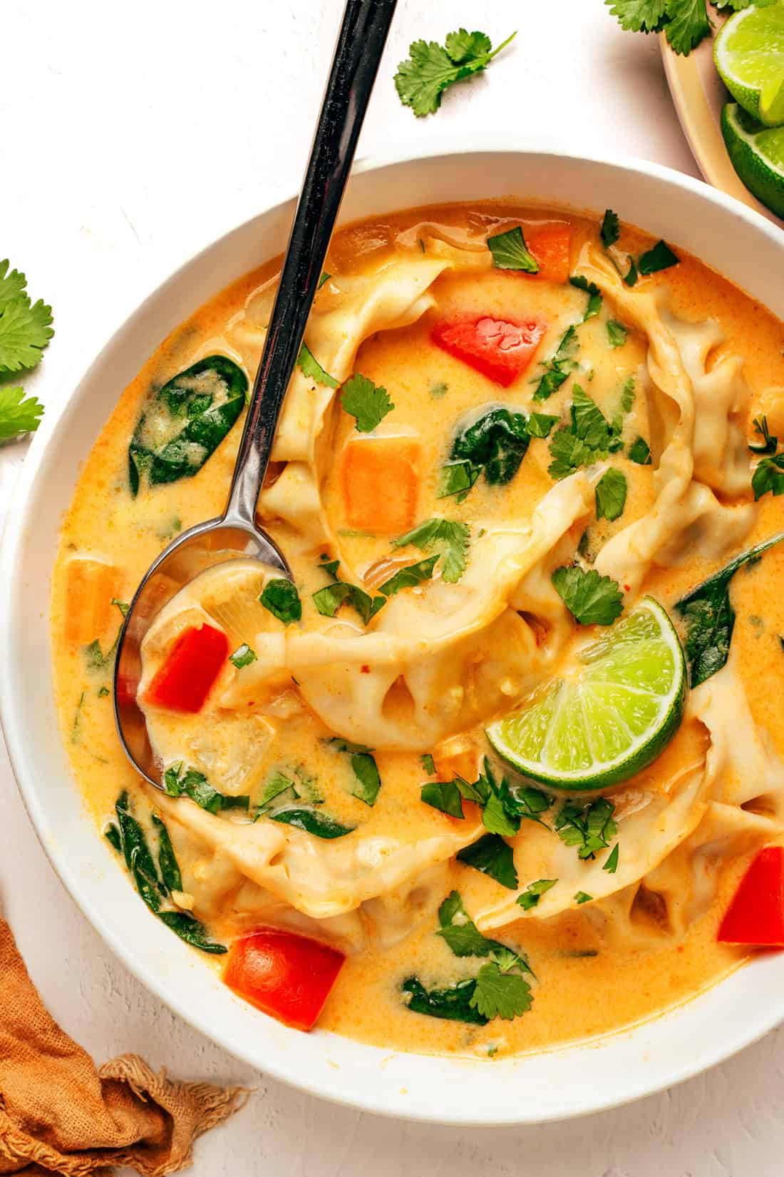 Thai Red Curry Potsticker Soup - Gimme Some Oven