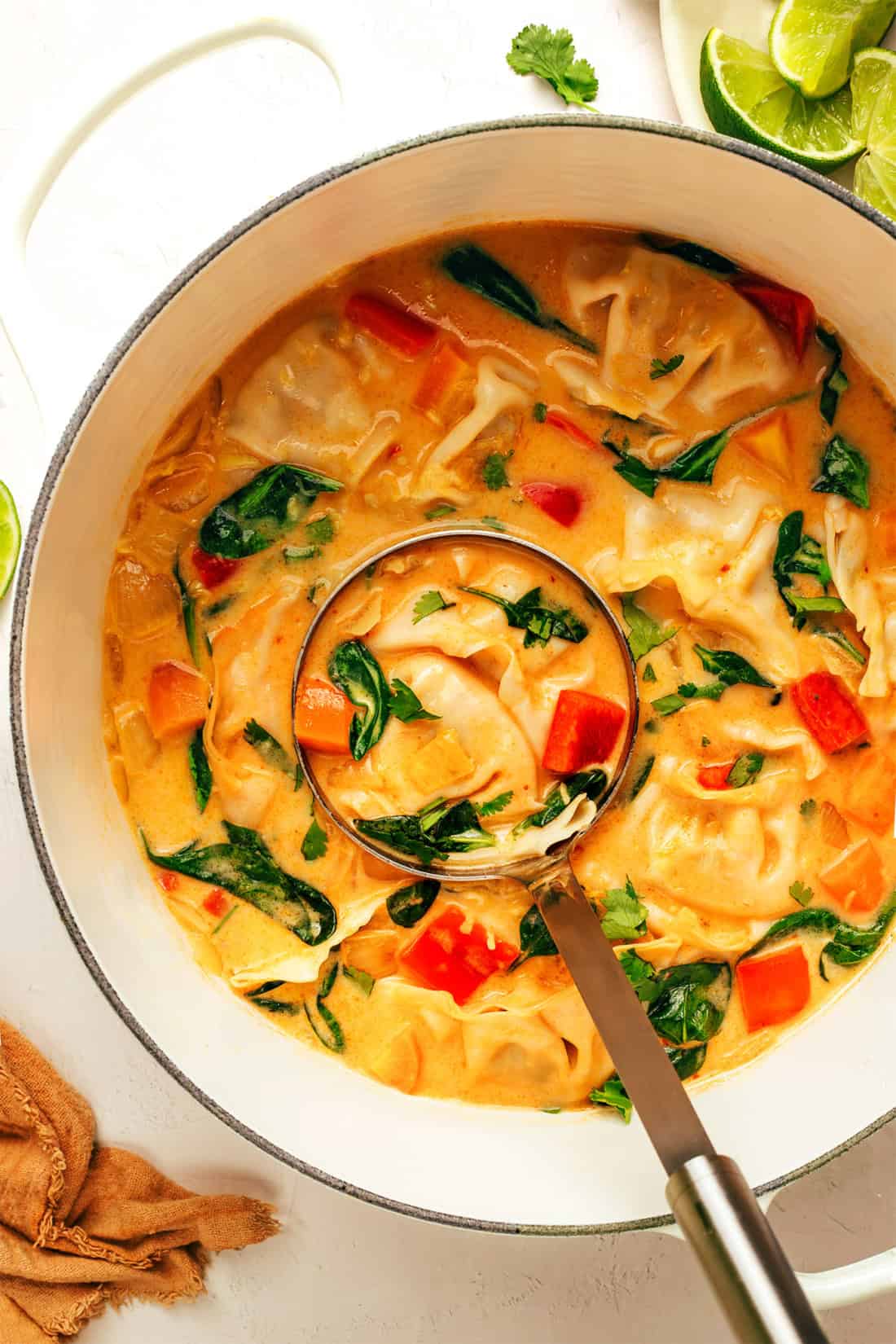 Thai Red Curry Potsticker Soup - Gimme Some Oven